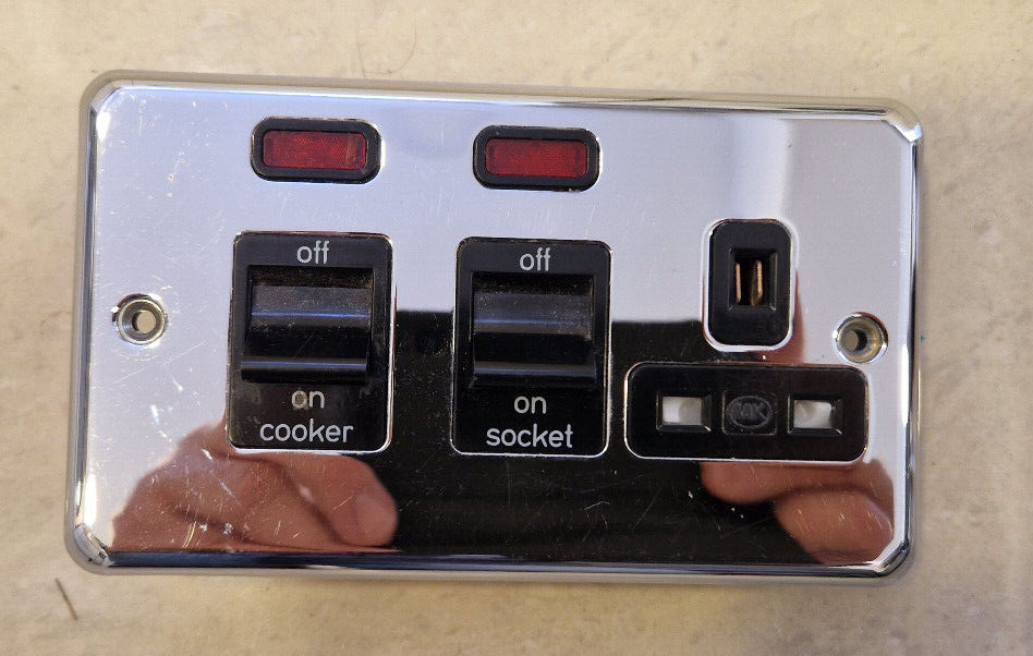 MK 45A DP COOKER SWITCH WITH NEON 13A SOCKET CHROME | eBay UK