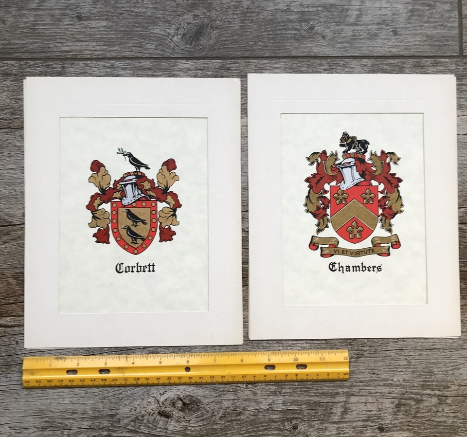 NEW Matted Coat of Arms Family Crest Heraldry Print (SEE! 260 Surnames ...