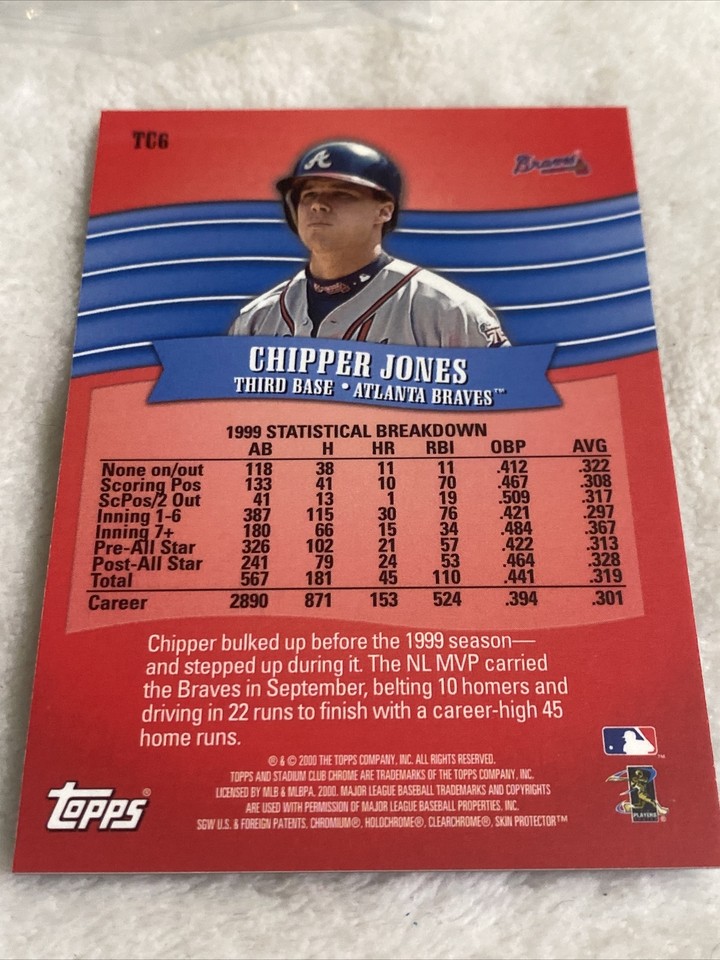 2000 Topps Stadium Club Chrome True Colors Chipper Jones #TC6 HOF | eBay