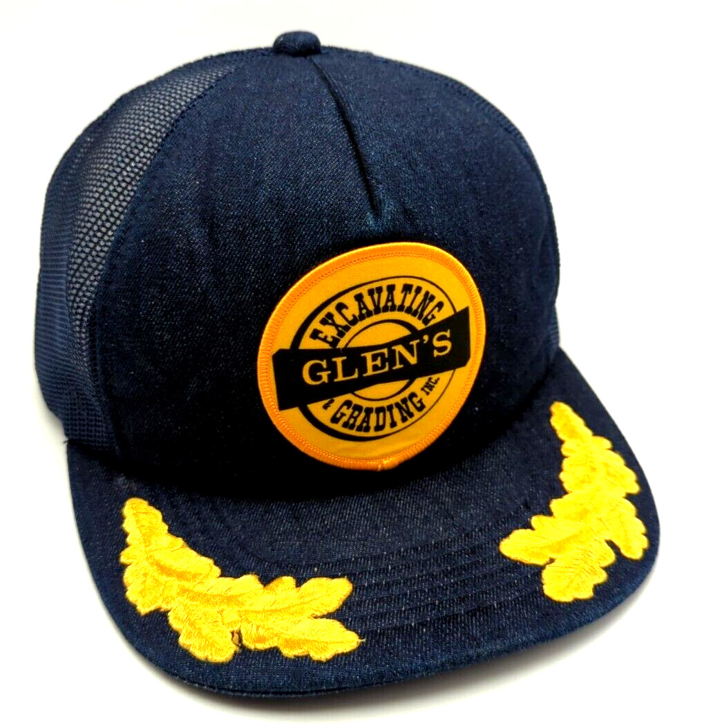 GLENS EXCAVATING & GRADING hat vintage blue adjustabl… - Gem