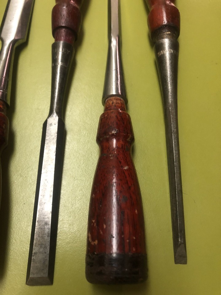 VTG Stanley Lot of 6 chisels in Graduated sizes 1/4,3/8,1/2,3/4,1, 1-1/ ...
