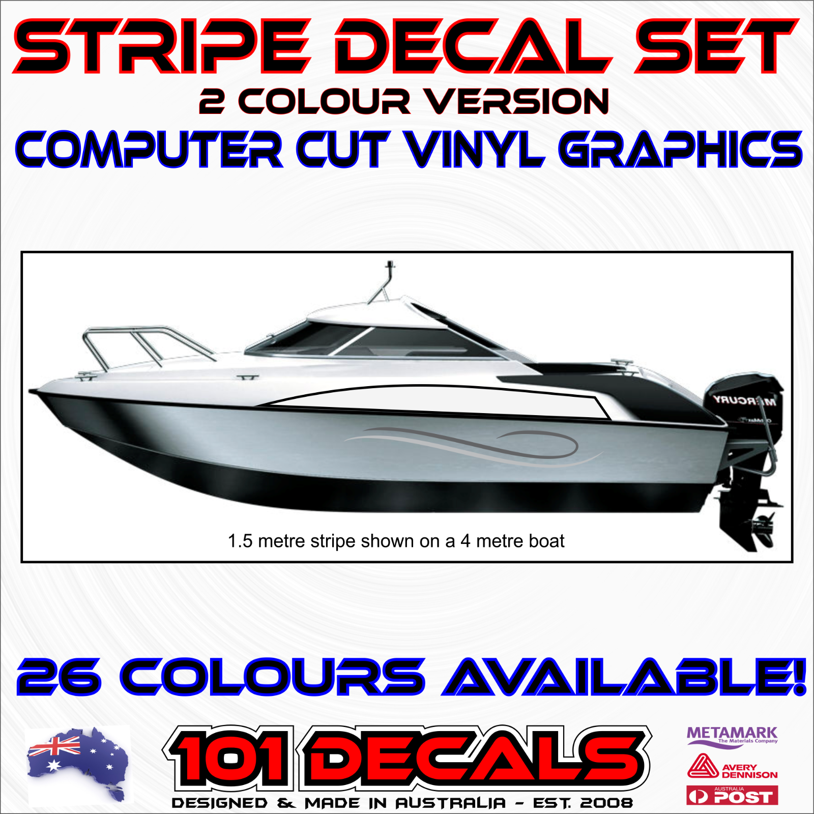 1.5m STRIPE #4 2 colour marine grade pinstripe decals stickers.Boat,Car ...