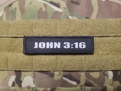 JOHN 3:16 1x4 Tactical Hook Military Patch Catholic Christian American ...