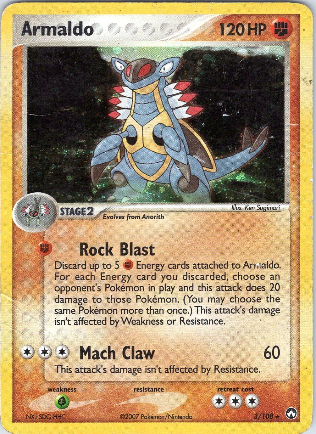 Pokemon TCG Armaldo EX Power Keepers 3/108 Holo Rare Card Played HP | eBay