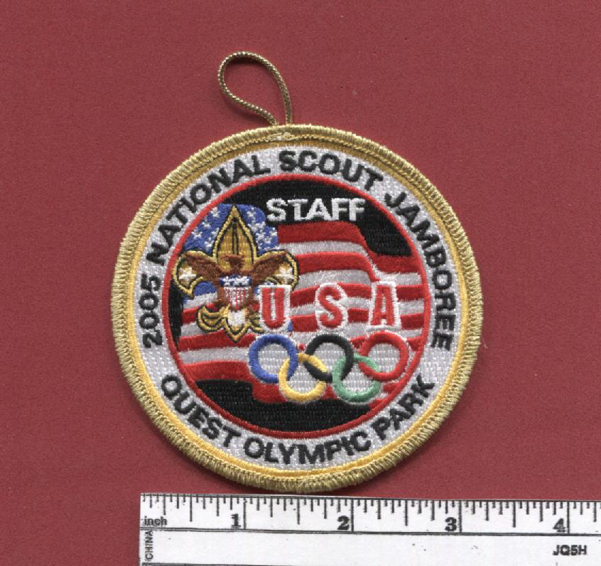 2005 National Scout Jamboree Quest Olympic Park Gold Mylar STAFF Patch ...