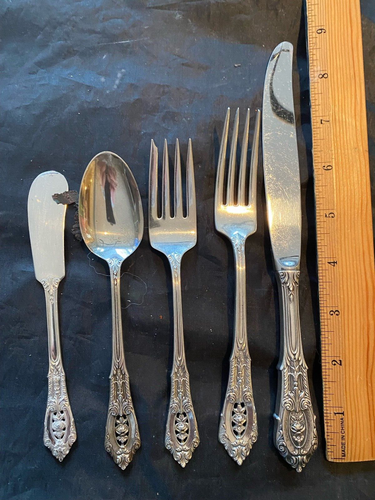 WALLACE ROSE POINT STERLING FLATWARE SET FOR 1 2 BY 5 AND 3 SERVERS ...