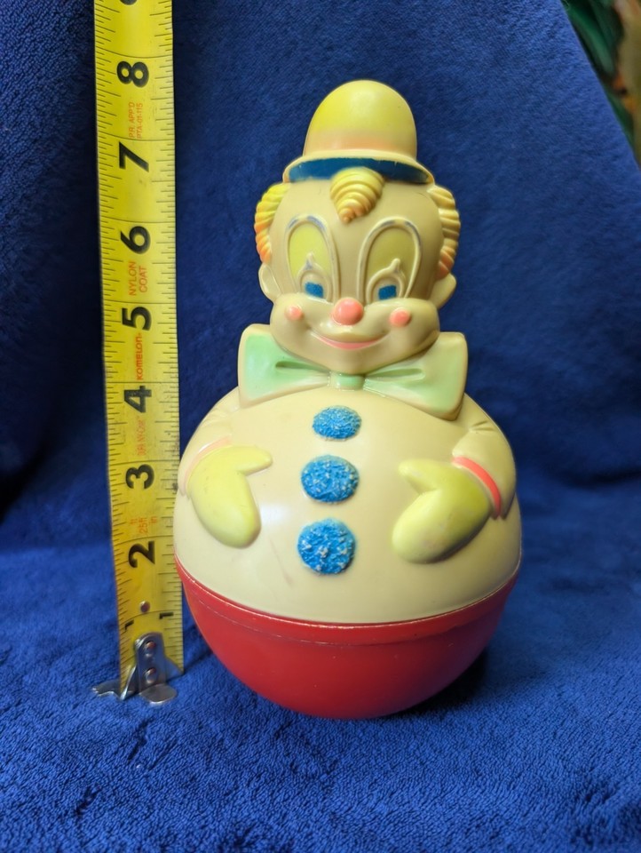 1970's VNT Roly Poly Yellow Clown Vintage Webble Wobble Musical when ...