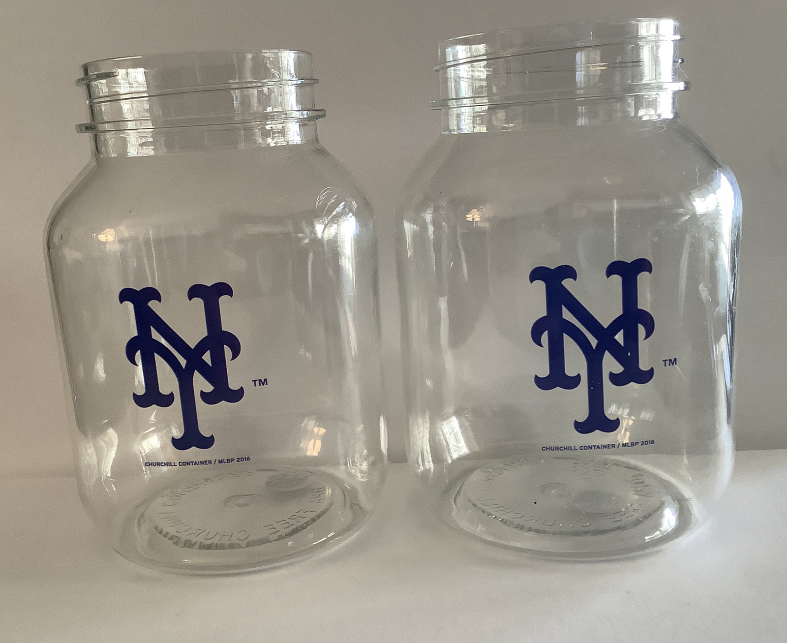 New York Mets Mason Jar Cups-Churchill Container 2016 (2) Plastic Cups ...