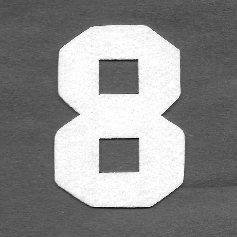 2 1/2" Tall White Block Varsity Athletic Letterman's Number 8 Felt ...