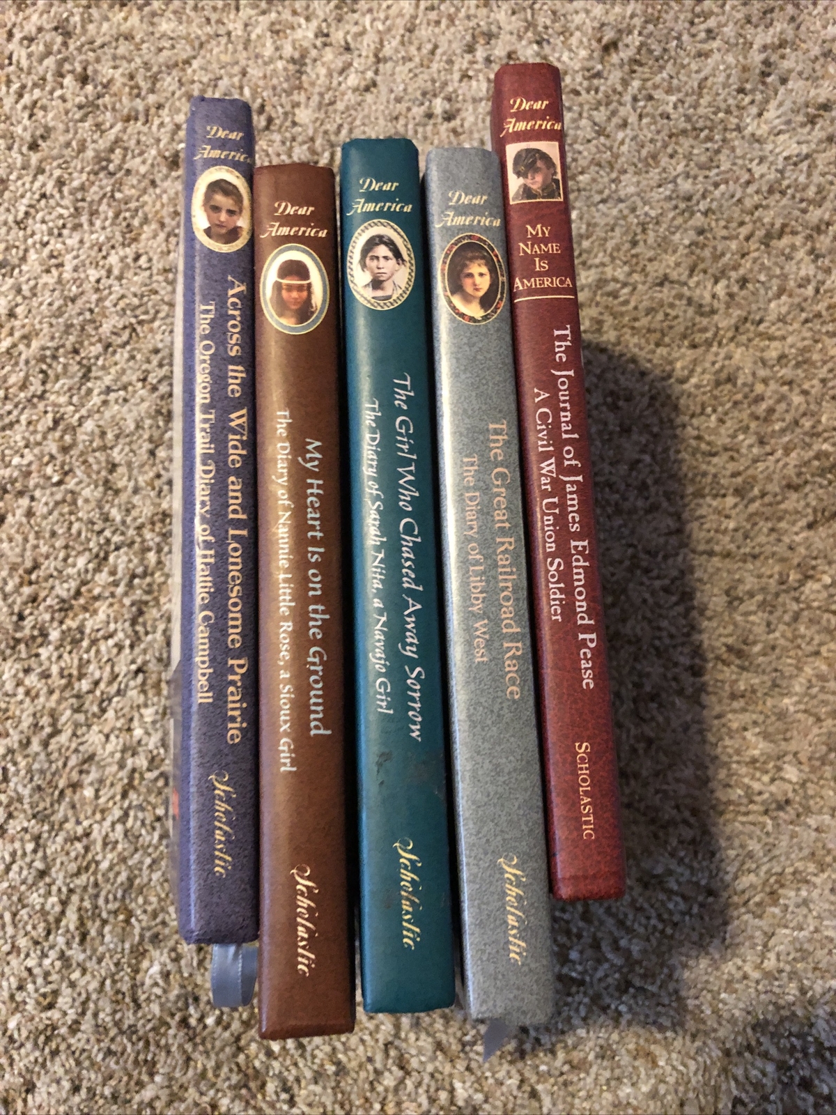 Lot 5 DEAR AMERICA Books Diaries HC Heart Prairie Railroad Chased Civil ...