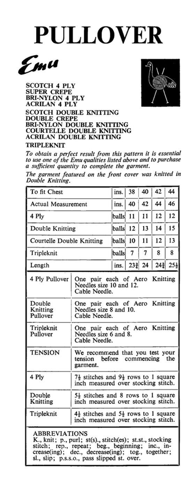 Emu Knitting Pattern 4342 - Mens Vest in 3 Yarn Weights - VGC | eBay