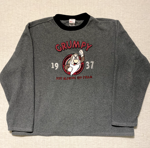 Vintage Disney Store GRUMPY Sweatshirt Gray Fleece Mens XL Embroidered ...