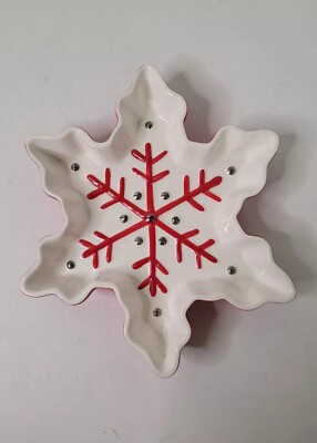 Hallmark Snowflake Shaped 8”x8” Winter Holiday Candy Trinket Dish | eBay