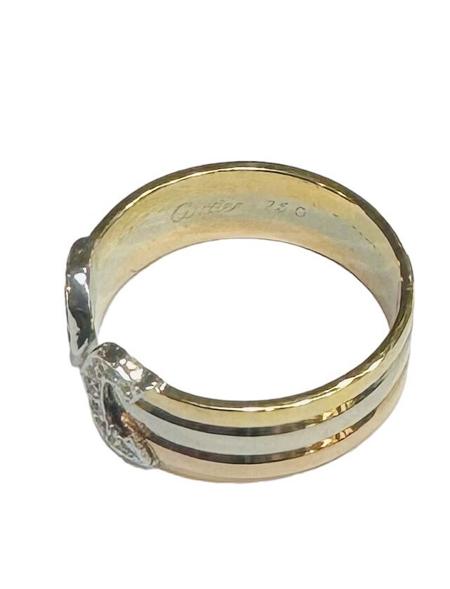 Cartier 18k Tri-Color Gold Double C 2C Diamond Ring | eBay