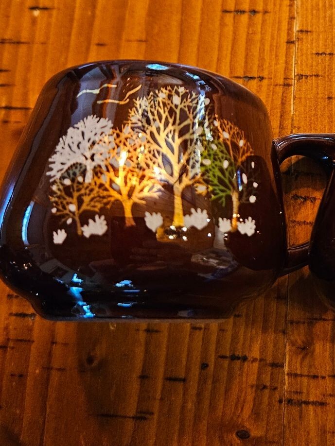 Vintage Brown Teapot w/ two cups, beautiful design, very classy made in ...