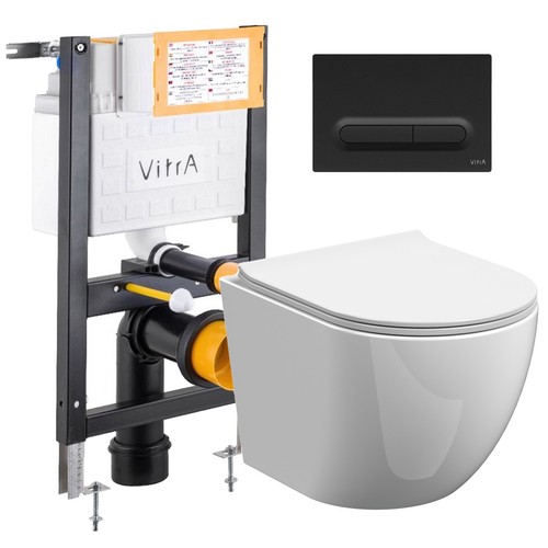 Rimless ECO Wall Hung Toilet & VITRA Low Height Concealed WC Cistern ...