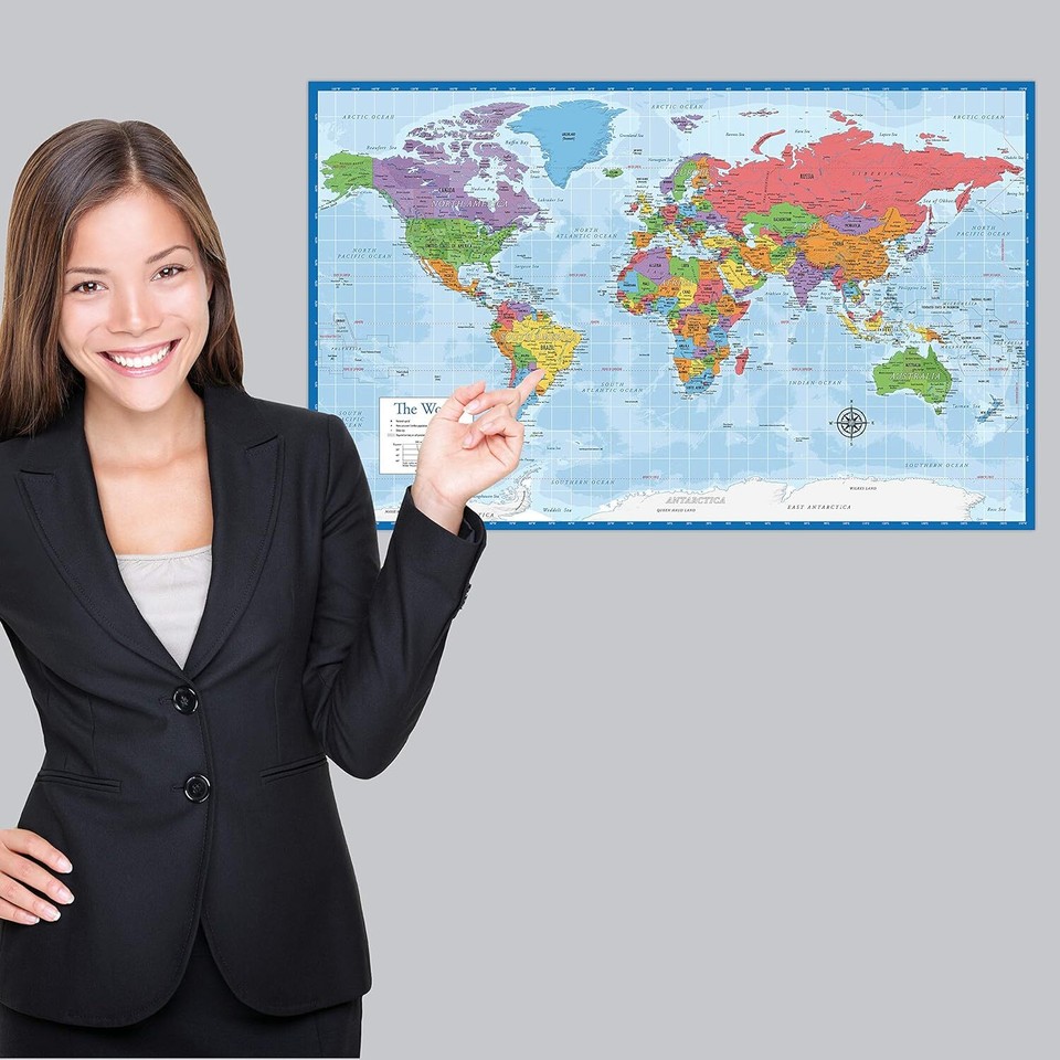 Laminated Blank World Map Outline Poster - 18" x 29" - (For Use With ...