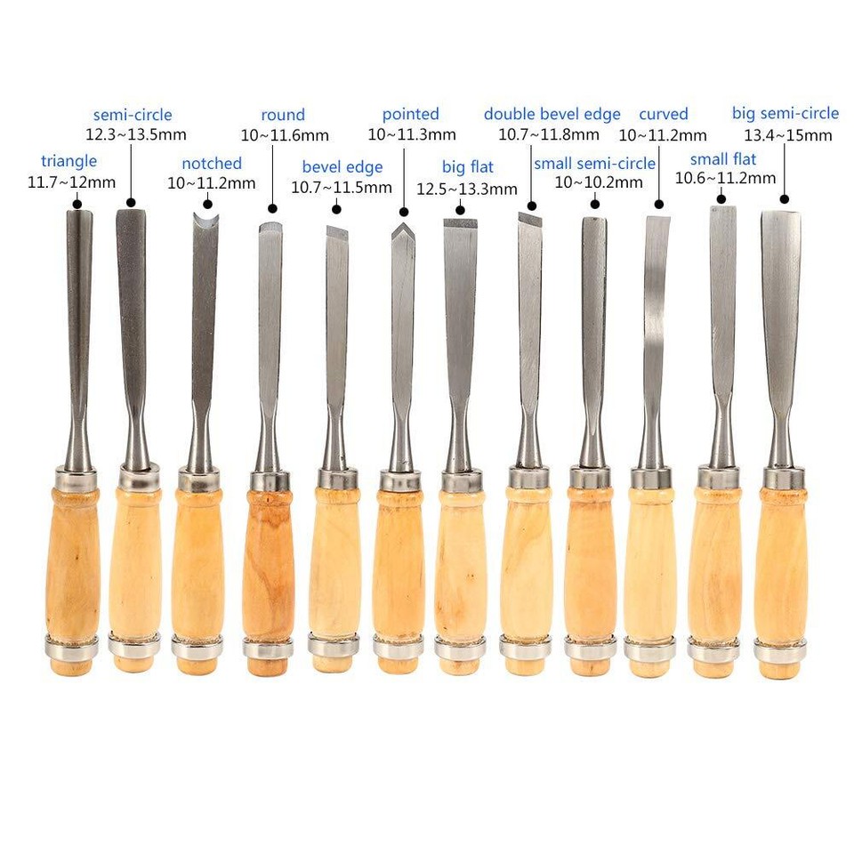 Wood Carving Hand Chisel Tool Professional Sculpting Gouges Set 12 Pcs ...