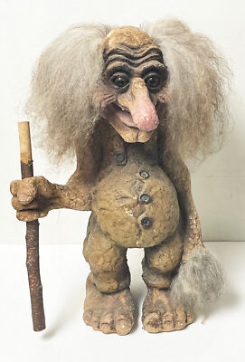 Vintage Norwegian Nyform Large 15" Rock Troll w/ Walking Stick ~ Free ...