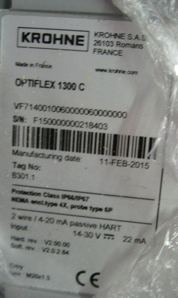 Krohne Optiflex 1300 C VF7140010060000060000000 Level Transmitter | eBay