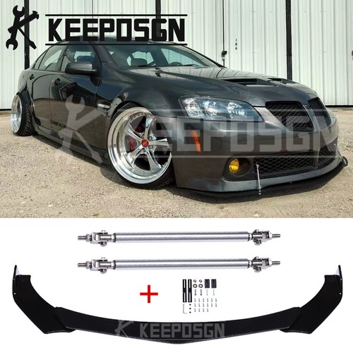 For Pontiac G8 GTO Gloss Black Front Bumper Lip Spoiler + 2x Splitter ...