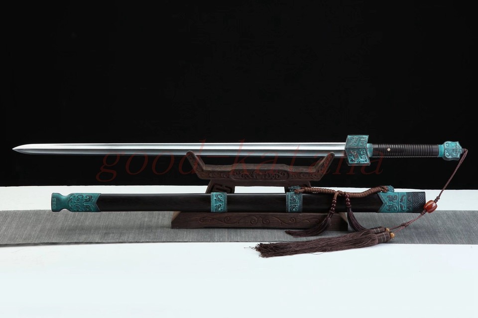 110cm Hand Forge Chinese Sword "King Qin Jian" Folded Steel Blade Sharp ...
