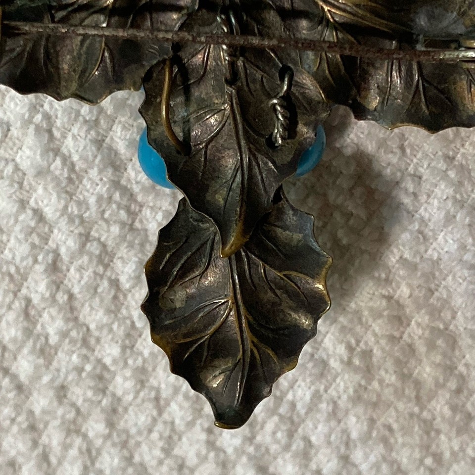 Early Miriam Haskel Unsigned Layered Maple Leafs/Wired On Glass Berries ...