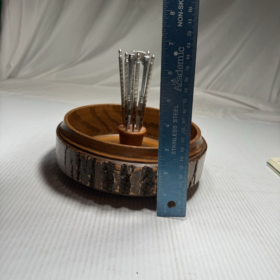 Rusticware Vintage Tree Bark Walnut Nut Bowl with Nut Cracker & 6 Picks ...
