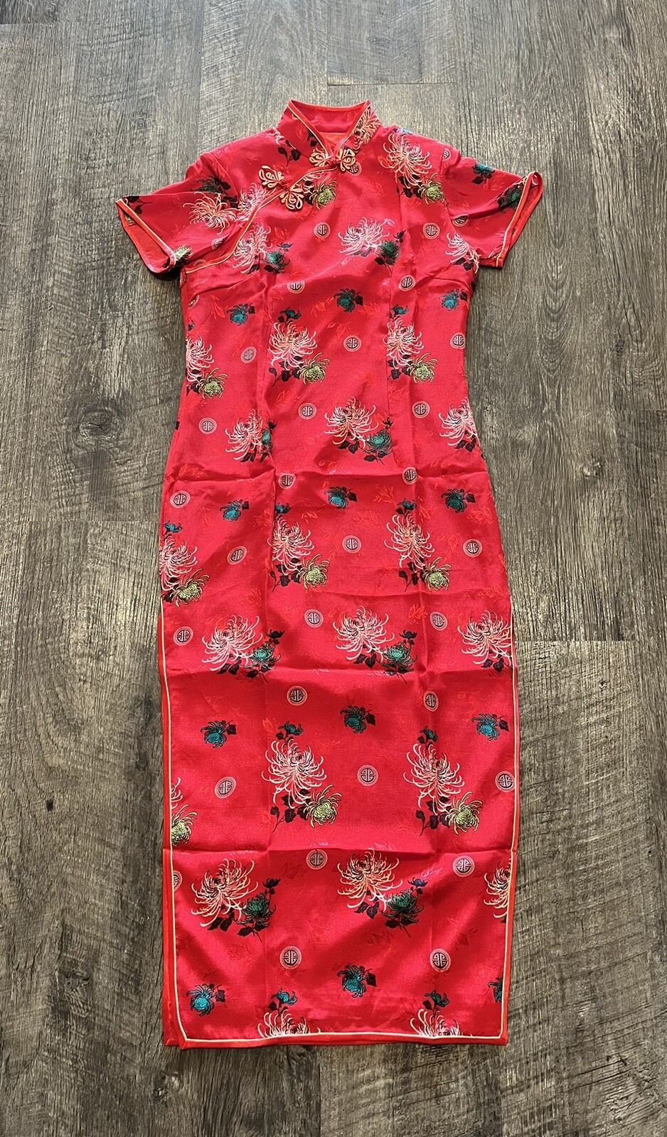 Vintage Red Silk Chinese Cheongsam Qipao Dress Authen… - Gem