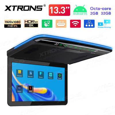 13.3'' Car TV Roof Monitor 2+32GB Android Bluetooth Screen Player WIFI ...