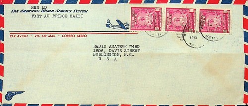 1951 AIRMAIL PAN AMERICAN WORLD ENVELOPE FROM PORT AU PRINCE HAITI TO ...