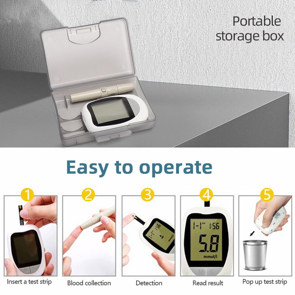 50pc Tester Diabetic Strips Blood Sugar Glucose Meter Machine Diabetes ...