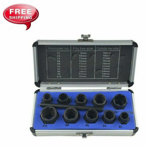 11pcs Damaged Bolt Nut And Lock Remover Twists Socket Set Screw ...