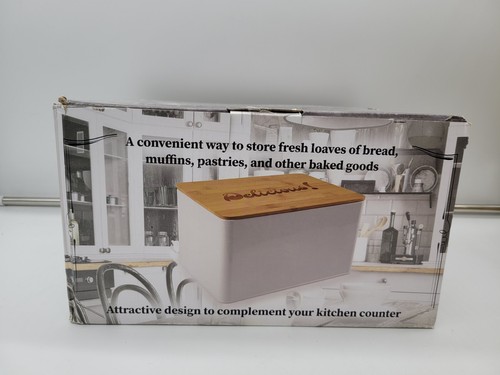 Metal Bread Box with Bamboo Lid Laser Engraved "Delicious" Lid Baked ...