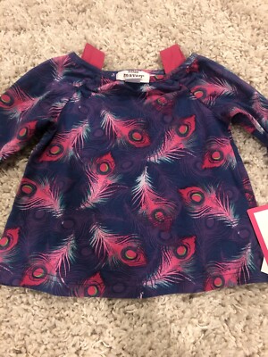 NWT Little Maven Purple Feather Long Sleeve Top Sz. 12M | eBay