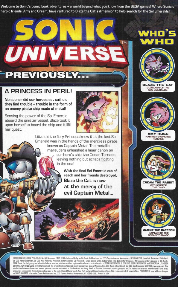 Sonic Universe Comic 56 First Print Cover A 2013 Tracy Yardley Jim ...