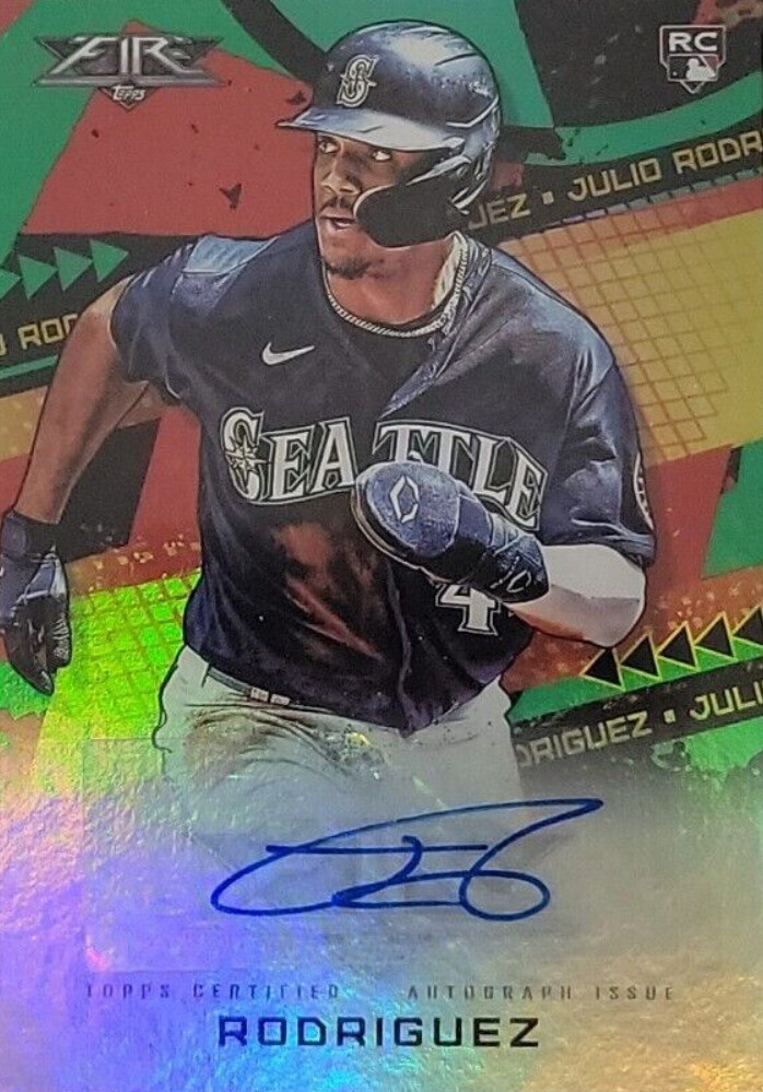 2022 Topps Fire - Fire Autographs Green #FA-JRO Julio Rodriguez /75 (AU ...