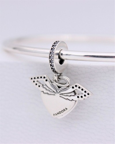 NEW Authentic PANDORA Heart and Angel Wings Dangle Charm # 798485C01 | eBay
