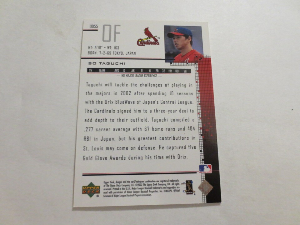 2002 Upper Deck Plus So Taguchi Card #UD55 Serial #937/1125 | eBay