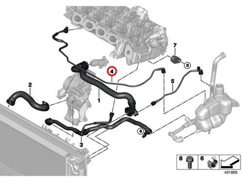 BMW F45 F46 X1 X2 MINI F Pipe Expansion Tank To Cylinder Head (JS) | eBay