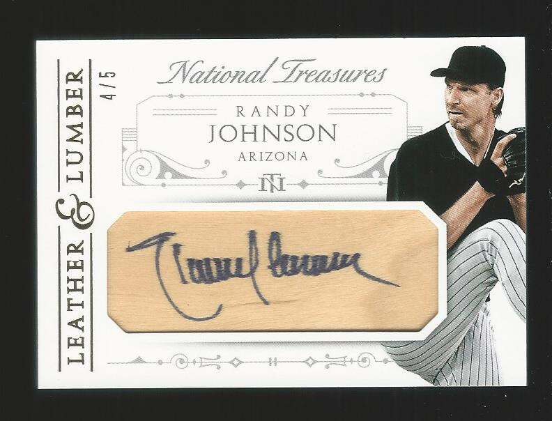 2015 National Treasures Randy Johnson Leather & Lumber Bat Auto Rare Sp ...