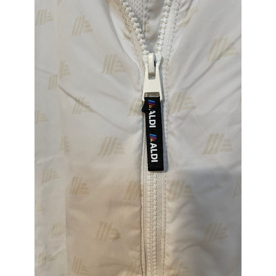 ALDI Gear Long Windbreaker Jacket Rainbow Stripe Lightweight White L ...