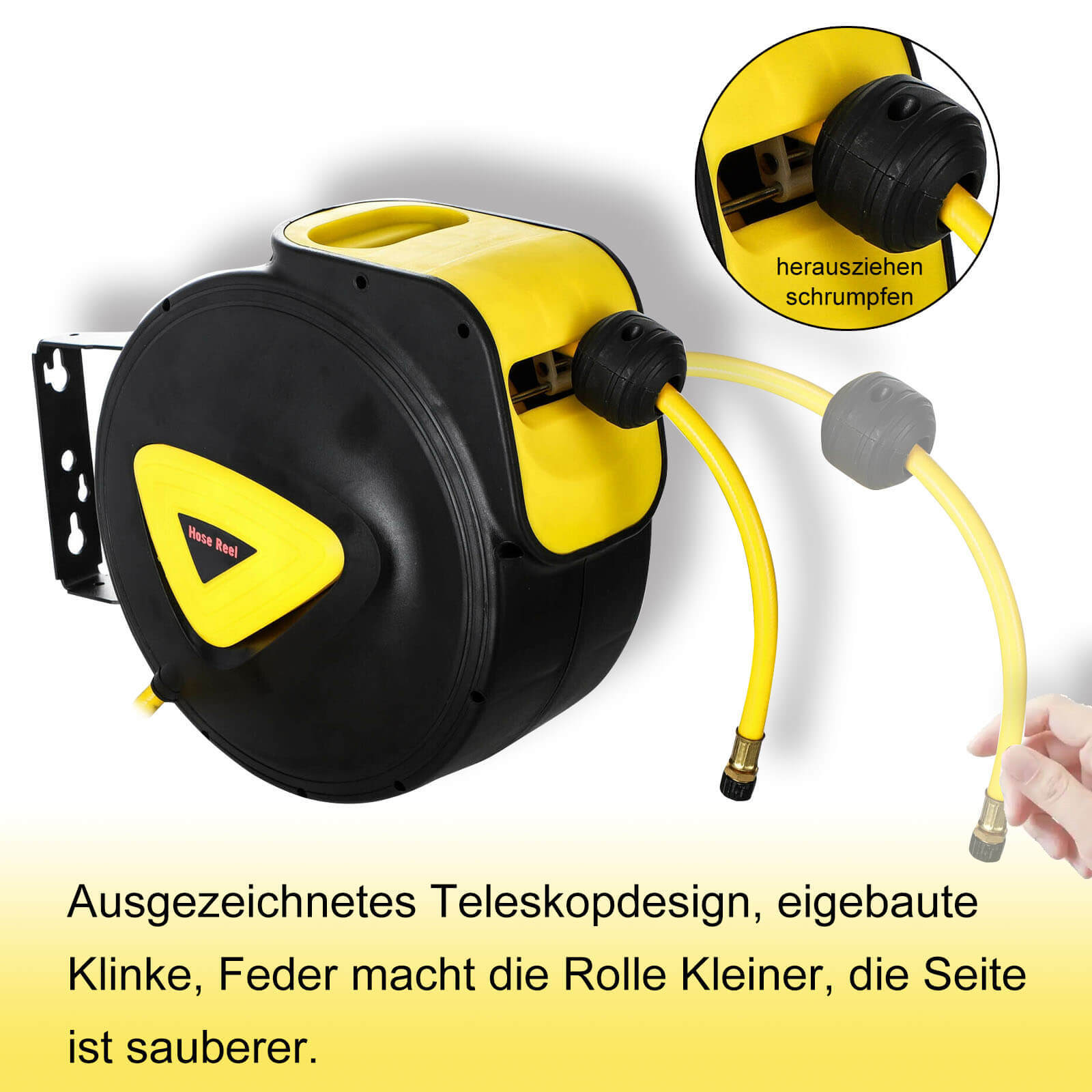 33ft 10M Retractable Auto Rewind Air Line Hose Reel Compressor Tool ...