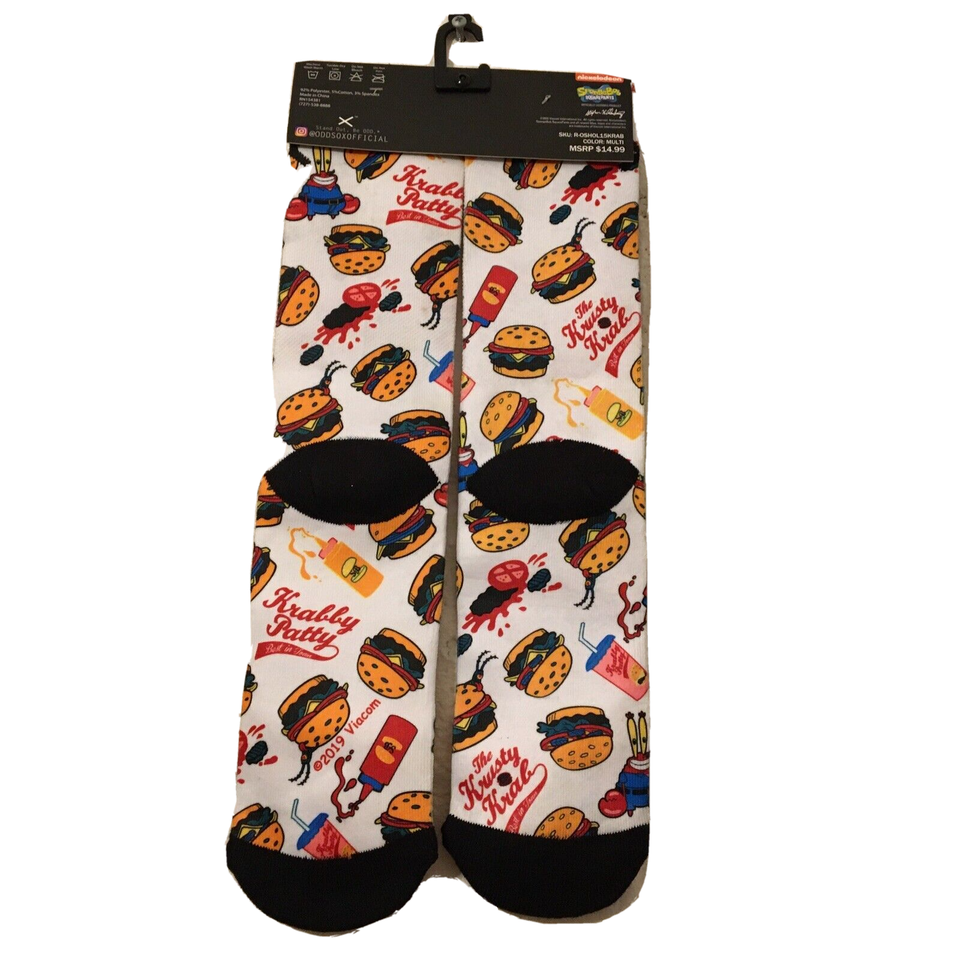 Odd Sox The Krusty Krab-KRABBY PATTY Novelty Crew Socks Fits Sizes 6-13 ...