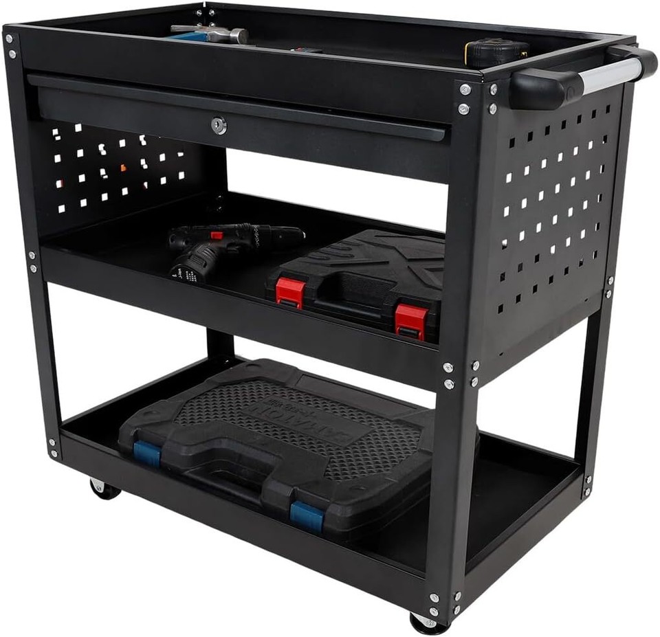 3 Tier Rolling Tool Chest Tool Organizer Box with Wheels & Shelf for ...