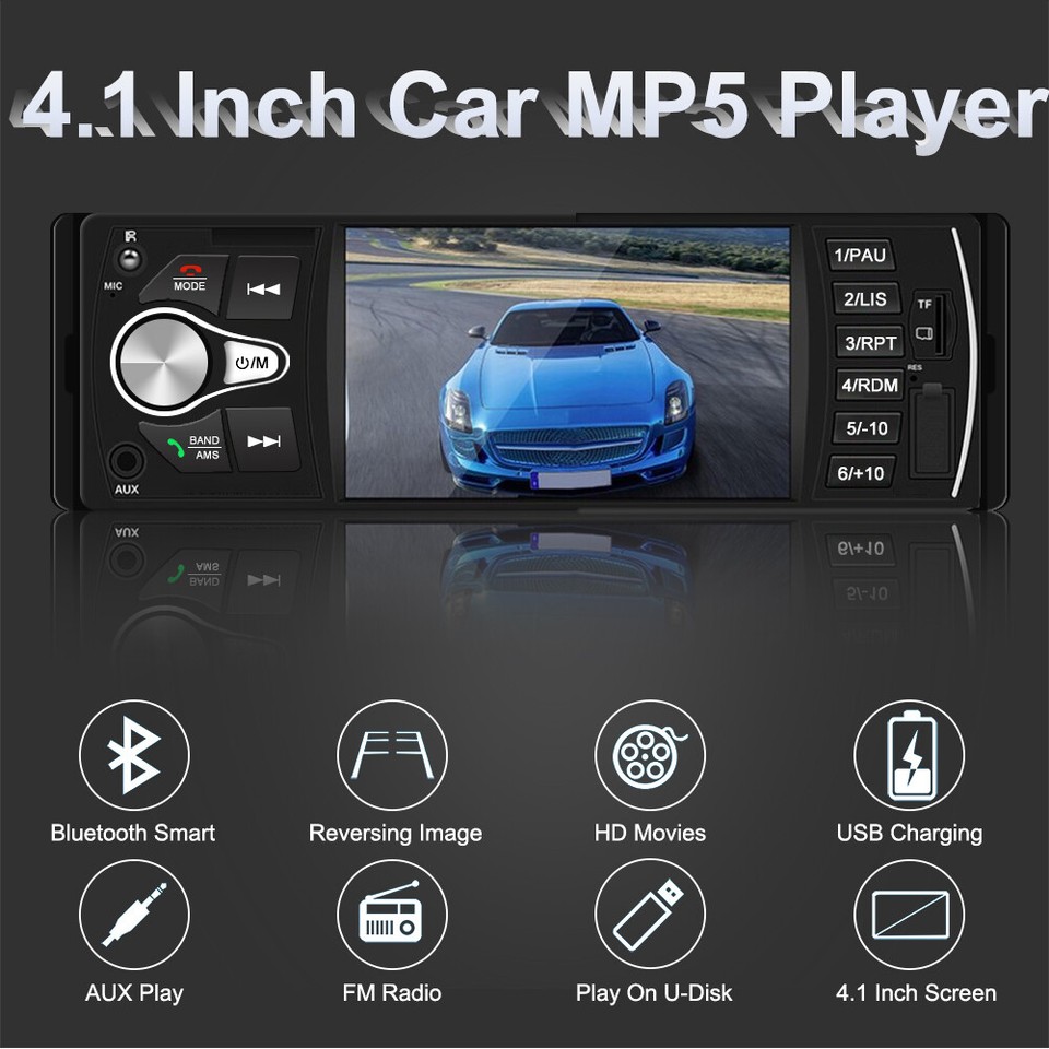 4.1" Car Unit Player MP3/USB/SD/AUX Radio Stereo 1Din Bluetooth FM ...