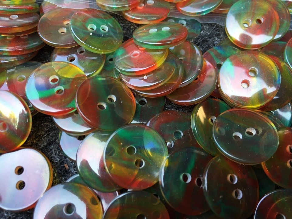 Multi-Color Rainbow LIFESAVER Button Red-Green-Yellow Shiny Finish 15mm ...