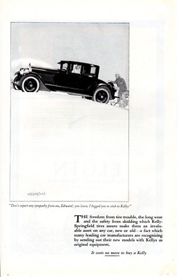 1924 Vintage print ad Kelly Springfield Tire L Fellows deco art Elgin ...