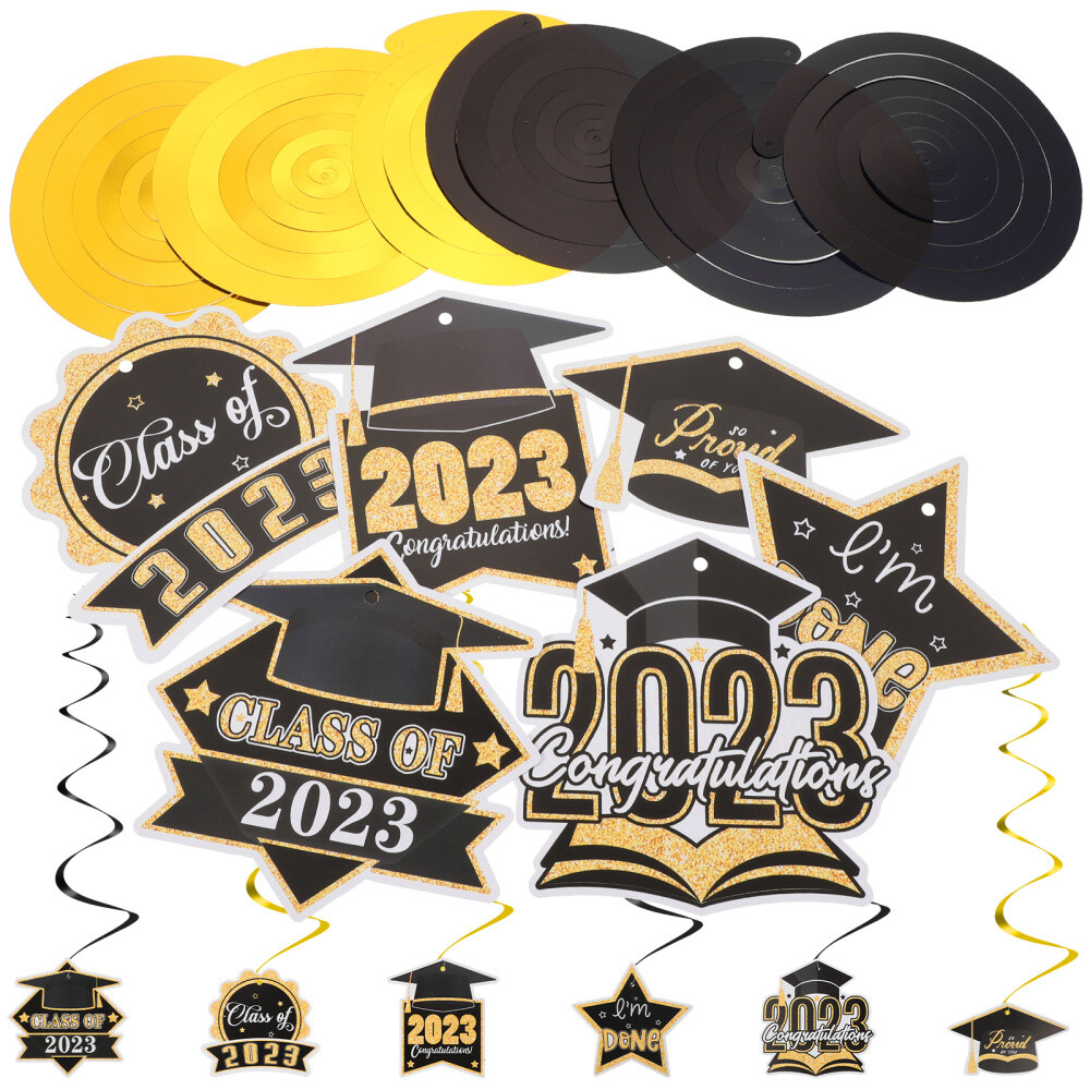 12 Pcs Graduation Spiral Ornament Scene Layout Prop Pendants The Banner ...