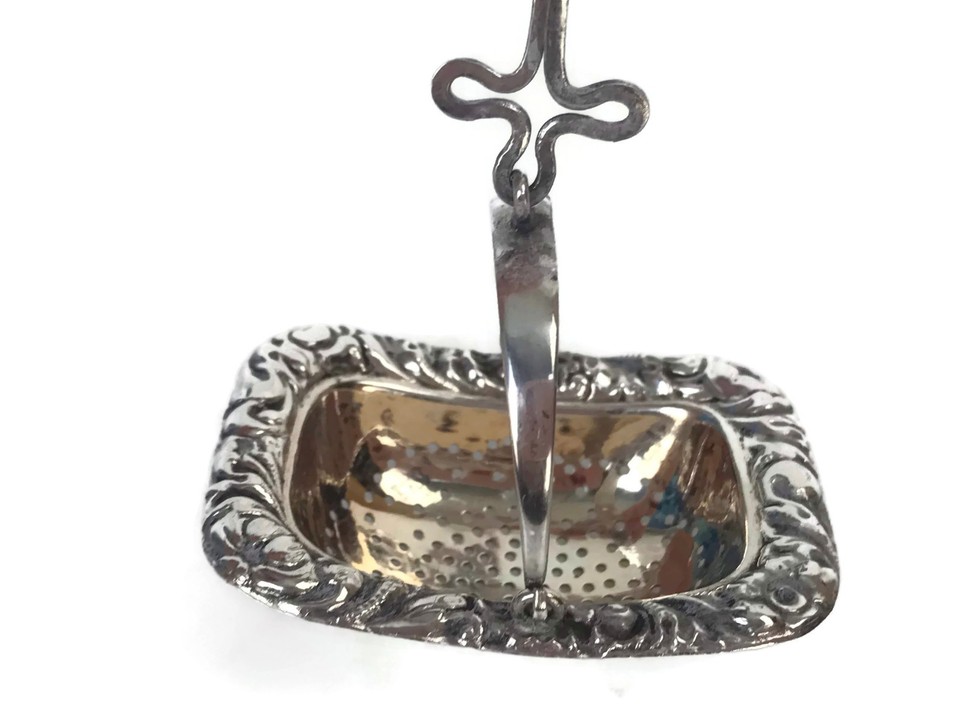 Vintage Mini Miniature Bail Handle Scroll Border Silver Basket Pierced ...